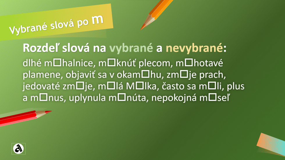Vybrané slová po m: Skvelá pomôcka s cvičeniami - akosapise.sk