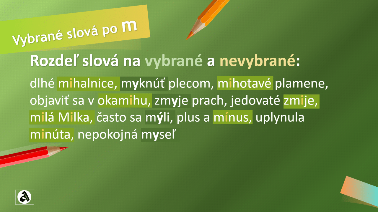 Vybrané slová po m: Skvelá pomôcka s cvičeniami - akosapise.sk
